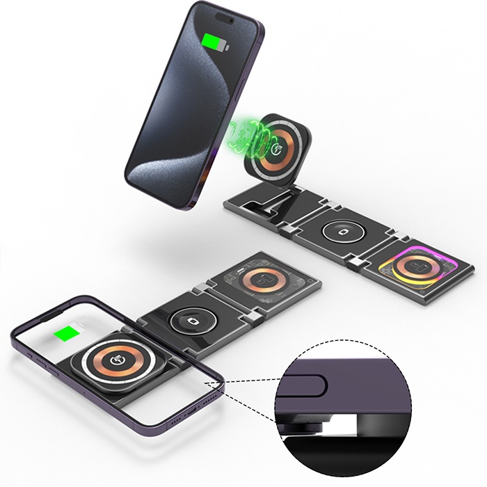4 in 1 fast charging foldable magnetic wireless charger